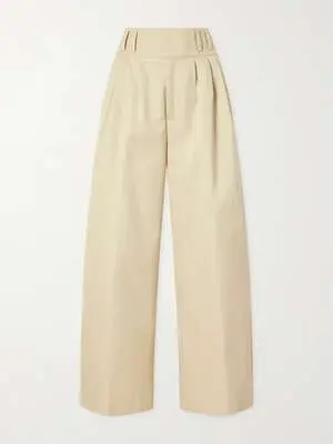 Altuzarra Wilson Pleated Wide-leg Cotton Pants - Beige