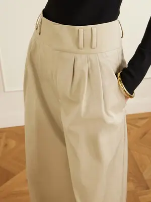 Altuzarra Pleated Wide-leg Cotton Pants - Neutrals
