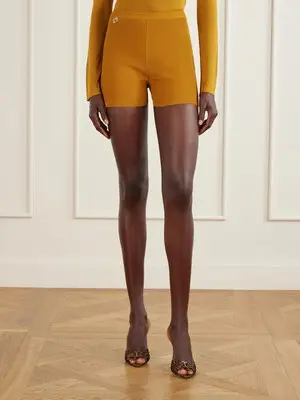 Saint Laurent Logo-embellished Ribbed Stretch-jersey Shorts