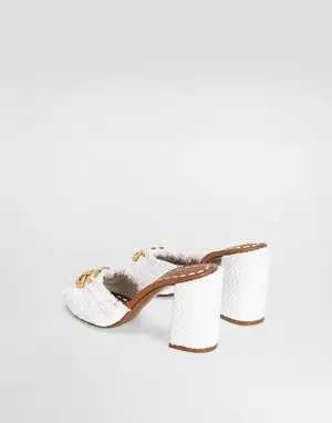 Dolce & Gabbana Raffia Heeled Mules