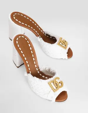 Dolce & Gabbana Raffia Heeled Mules