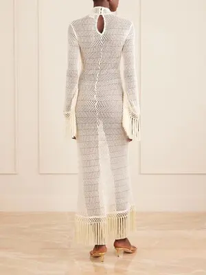TALLER MARMO Open-knit Fringed Cotton Gown