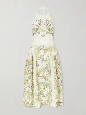 Agua Bendita Balsa Anhelo Halterneck Linen Maxi Dress - Green