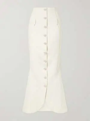 WIEDERHOEFT Embellished Denim Midi Skirt - Cream