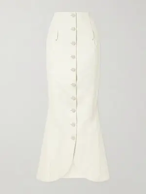 WIEDERHOEFT Wiederhoeft Embellished Button-Front Maxi Denim Skirt