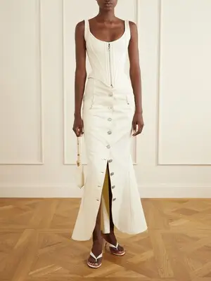 WIEDERHOEFT Zip Denim Corset - Neutrals