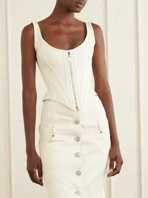 WIEDERHOEFT Zip Denim Corset - Neutrals