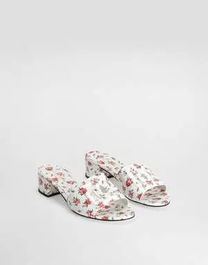 Dolce & Gabbana Floral Print Calfskin Mules