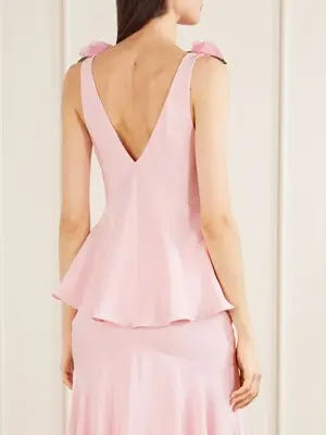RODARTE Embellished Silk-crepe Top
