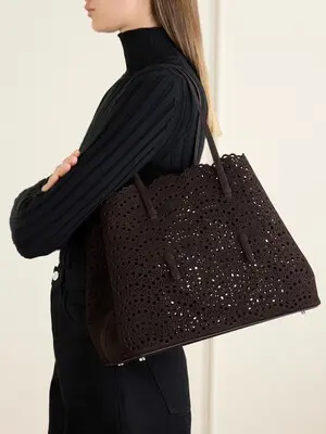 Alaïa Mina 37 Laser-cut Leather Tote - Brown