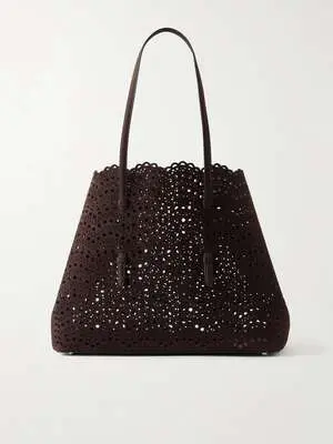 Alaïa Mina 37 Laser-cut Leather Tote - Chocolate