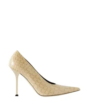 CHRISTEN Helix 95 Croc-effect Leather Stiletto Pumps - Neutrals