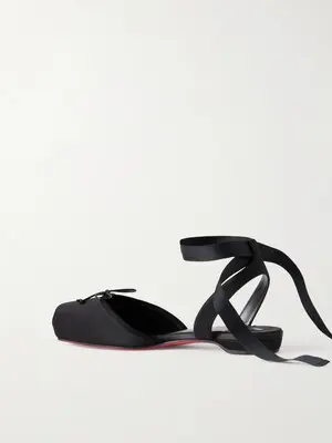 CHRISTIAN LOUBOUTIN Cassia Bow-detailed Satin Flats - Black