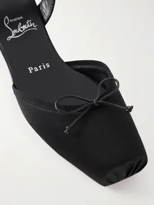 CHRISTIAN LOUBOUTIN Cassia Bow-detailed Satin Flats - Black