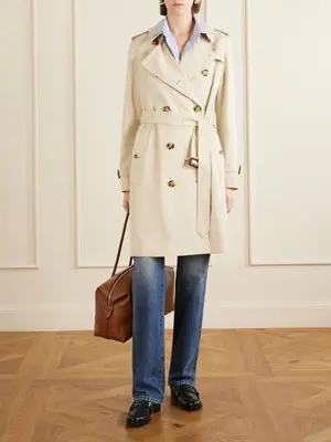 Burberry Kensington Double-breasted Belted Cotton Gabardine Trench Coat - Neutrals