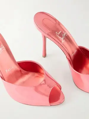 CHRISTIAN LOUBOUTIN Me Dolly 100 Mirrored-leather Mules - Pink