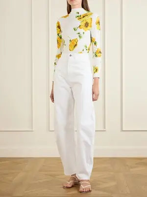Alaïa Floral-print High-neck Bodysuit