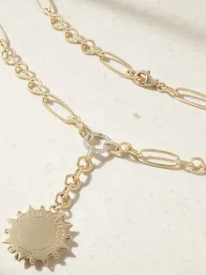 FOUNDRAE 18 Karat Yellow And White Diamond "internal Compass" Necklace