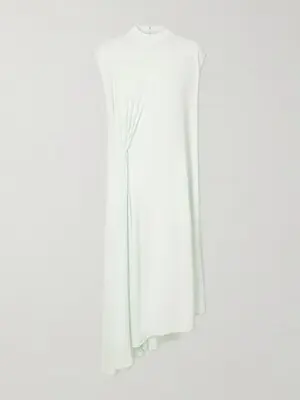 Bottega Veneta Gathered Cady Halterneck Midi Dress - Green