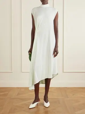 Bottega Veneta Gathered Cady Halterneck Midi Dress