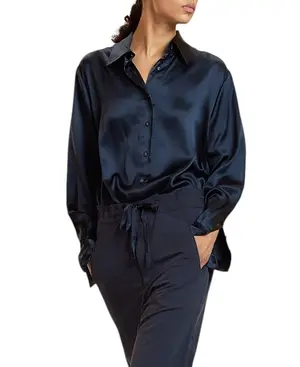 Cynthia Rowley Cynthia Rowley Printed Silk Shirt Navy