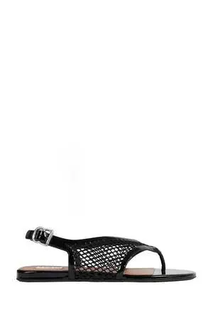 Alaïa Fishnet Flat Sandals - Black