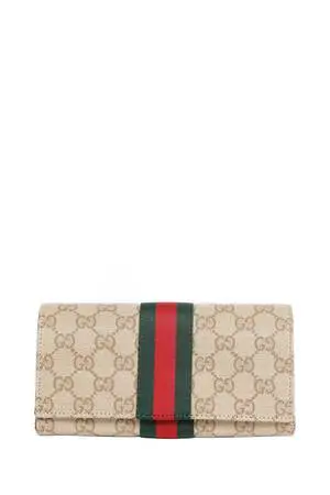Gucci Gg Coated Canvas And Web Pouch - Beige