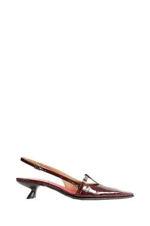 Marni Kitten Heel Slingback Pumps - Red