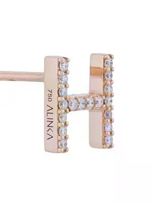 ALINKA 18kt Rose Gold Diamond 'h' Initial Stud Earring