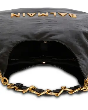 Balmain 1945 Soft Hobo Large Crinkled Leather Handbag