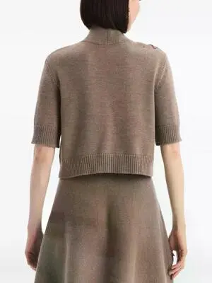 Oscar De La Renta Hibiscus Embroidered Knit Pullover