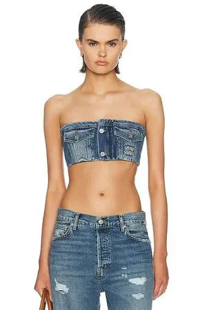 Miu Miu Denim Strapless Top