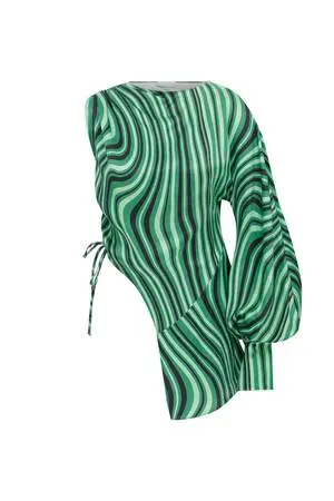 CANSU XI Dionysus Printed Blouse Vegan Silk - Green