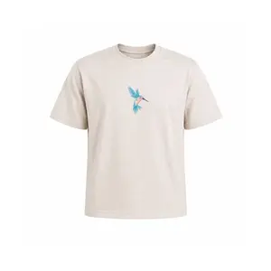 NOOLTRENDS Neutrals Hummingbird Embroidered T-shirt Gender Neutral - Beige