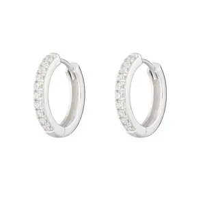 SCREAM PRETTY Large Huggie Earrings With Clear Stones - Silver