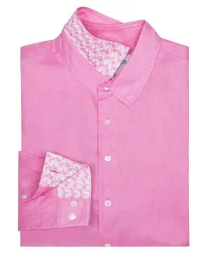 PINK HOUSE Linen Shirt Plain Fuchsia - Pink