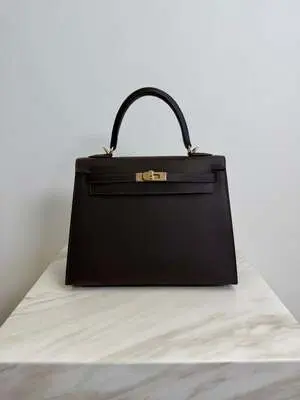 Hermès Kelly Bag In Epsom Leather With Permabrass Hardware - Brown