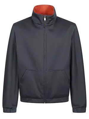 Brioni Silk Blouson Jacket - Orange
