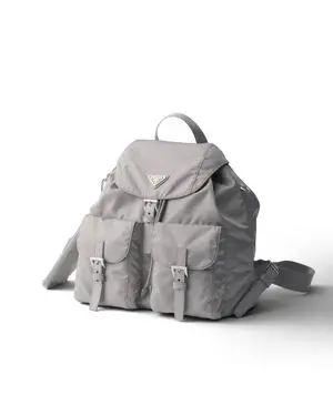 Prada Medium Re-nylon Backpack With Saffiano Leather Details - Cloudy Gray