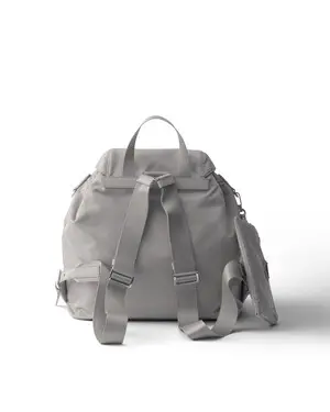Prada Medium Re-nylon Backpack With Saffiano Leather Details - Cloudy Gray