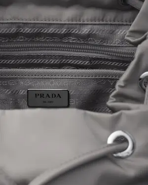 Prada Medium Re-nylon Backpack With Saffiano Leather Details - Cloudy Gray
