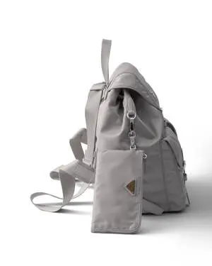 Prada Medium Re-nylon Backpack With Saffiano Leather Details - Cloudy Gray