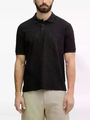 Armani Exchange Logo-jacquard Polo Shirt - Black