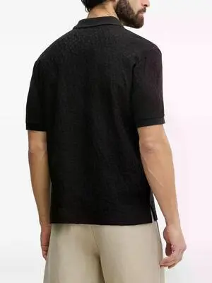 Armani Exchange Logo-jacquard Polo Shirt - Black