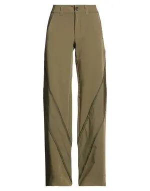 High Military Twill Stretch Wide-leg Pants