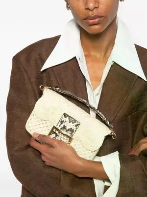 Fendi Mini Baguette Shoulder Bag - Neutrals