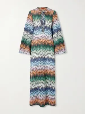 Missoni Mare Striped Metallic Crochet-knit Coverup - Blue