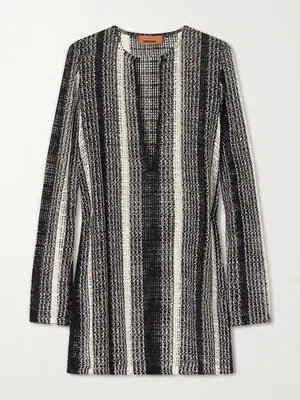 Missoni Striped Metallic Sequin-embellished Crochet-knit Dress - Black
