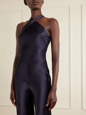 Galvan Eve Satin Halterneck Jumpsuit