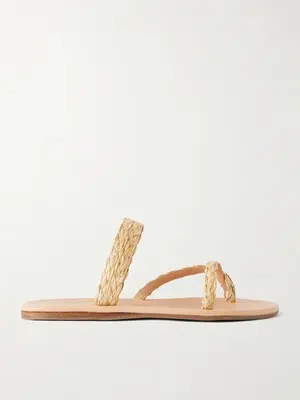 ANCIENT GREEK SANDALS Daphnae Raffia Flat Sandals - Neutrals